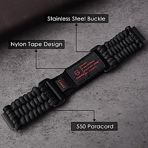 CAGOS for SAMSUNG Galaxy Watch 6 Band Classic 47mm 44mm 43mm 40mm/Galaxy Watch 5 Band Pro 45mm 44mm 40mm/Galaxy Watch 4 Band Classic 46mm 44mm 42mm 40mm, Rugged Paracord Sport Strap for Men, Black XL