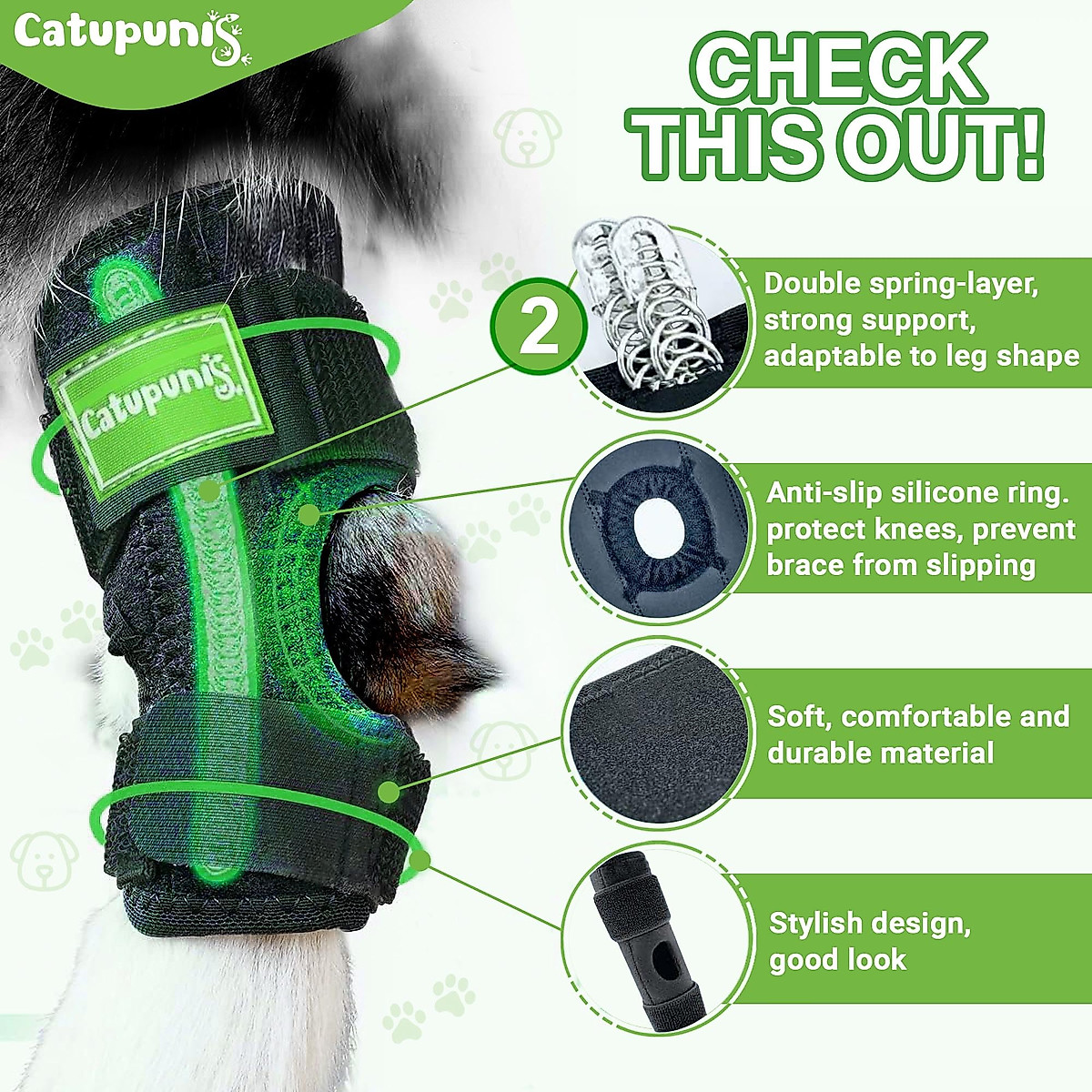 CATUPUNIS 2PCS Dog Braces for Back Leg for Support. Dog Arthritis Brace. Hind Leg Support for Dogs. Leg Brace for Dogs Back Leg. Dog Leg Brace. Dog Back Leg Support Brace. Dog Hock Brace Rear Leg (L)