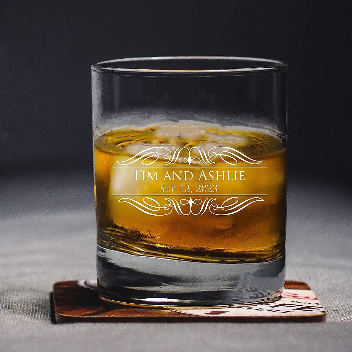 Etched Scotch Glass,Personalized Rocks Glass, Custom Whiskey Glass, Engraved Bourbon Glass, His and her name engraved scotch Glasses, Customized Snifter Glass