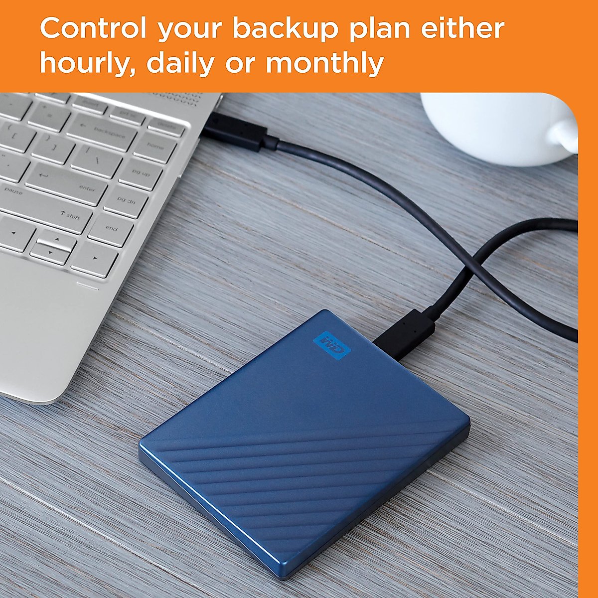 WD 2TB My Passport Ultra, Blue, Portable External Hard Drive, backup software with defense against ransomware, and password protection, USB-C and USB 3.1 - WDBC3C0020BBL-WESN
