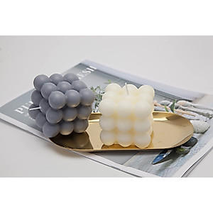 Bubble Candle, 4pcs Cube Soy Wax Bubble Candles Scented Aesthetic Bubble Candle Set for Home Bedroom Decor Birthday Mothers Day Gifts for Mom (Black+ White+Grey+Brown)