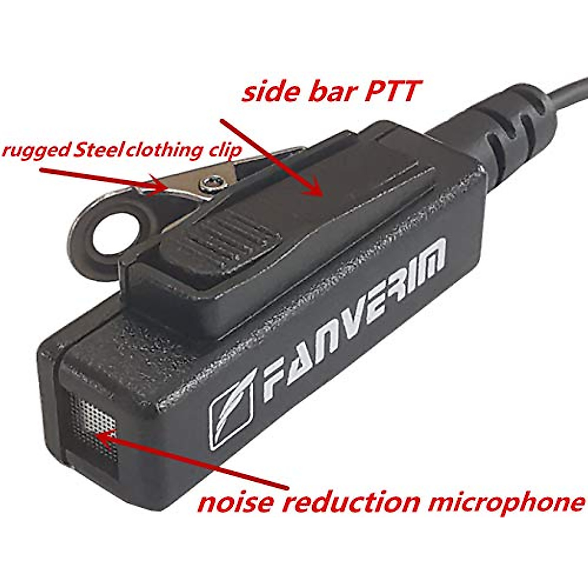 3'2 Wire Acoustic Tube Earpiece Mic Headset Mic Noise Reduction Reinforced Compatible with Motorola XTS 1500 XTS 2500 XTS 3000 XTS 3500 XTS 5000 XTS 5000R HT1000 MTS2000 Two Way Radio Black