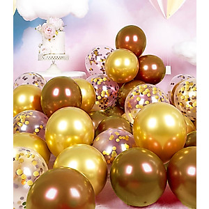 Graduation Party Decorations Brown Gold 2024/Brown Gold Balloons 45pcs for Woodland Teddy Bear Baby Shower Wild West Cowboy Party/Brown Gold Birthday Decorations