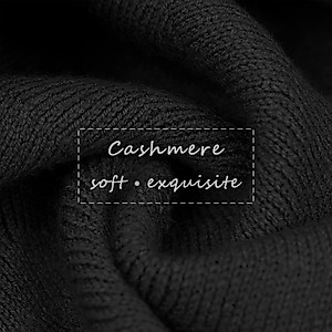 Gllutt Cashmere Beret Hat French Style Stretchy Knitting Solid Color Both Side Usable (Black)