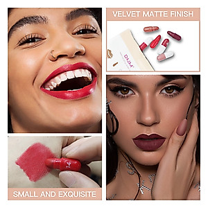 LSxia 18 Colors Capsule Pills Lipstick Mini Lip-Stick Set, Long Lasting Mini Matte Lipstick Lip Stain Lip Tint - Labiales Mate 24 Horas Originales, Cute Dark Red Matte Lipsticks Set for Women