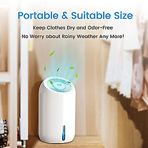 Dehumidifier - 31oz(900ml) 【40dB Ultra Quiet】 Small Dehumidifiers Up to 215 Sq ft with 【Overflow Protection】, 【Portable Mini Dehumidifiers】 for Home Bedroom Bathroom Basement Closet RV
