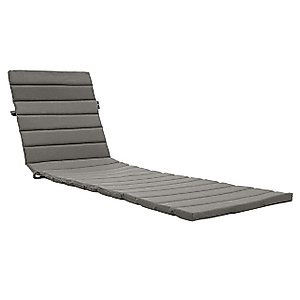 JCA Outdoor All-Weather Patio Chaise Lounge Chair seat Cushion with Quick Drying Olefin Fabric & high Density Filler for Your Chair -Chair not Included (Mulch Charcoal Grey)