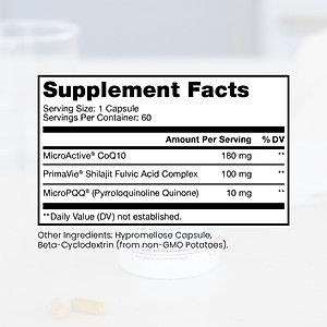 MicroActive CoQ10 Enhanced with MicroPQQ + Shilajit “Sustained Release” 60 Veg Caps | Convenient Once a Day Clinical Dose | 2 Month Supply | Vegan | Pharmaceutical Grade