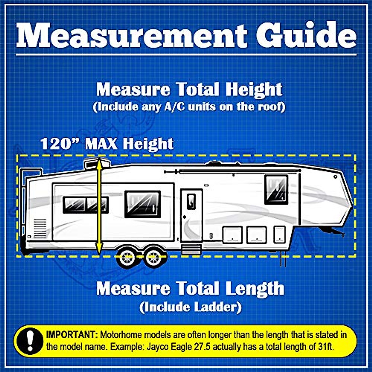North East Harbor Waterproof Durable Tear-Resistant 5th Wheel Toy Hauler RV Motorhome Cover Fits Length 33'-37' Feet New Fifth Wheel Travel Trailer Camper Zippered Panels 500D Polyester Fabric
