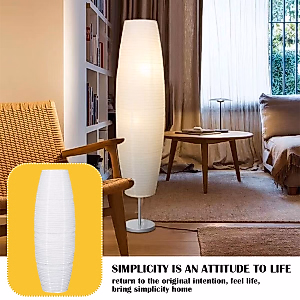 ANRONCH Rice Paper Floor Lamp Shade, Paper Floor Lampshade Light Accessories Paper Lamps Classic Modern Paper Floor Light Bulb Cage Guard for Bedroom Living Room