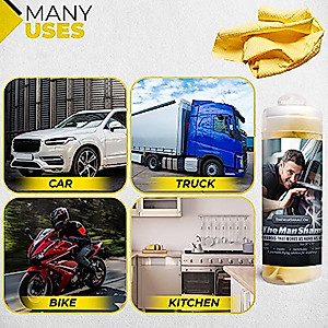 The Man Sham Chamois Cloth - 26" X 17" - Ultimate Car Shammy Cloth For Car Drying - Super Absorbent Shammy Towel for Fast Drying of Your Car, Truck or Boat - Scratch and Lint-Free for a Spotless Shine