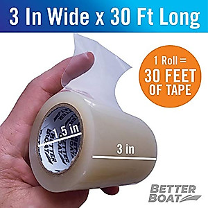 Repair Tape Fabric Repair Boat Covers Canvas Repair Tape Pop Up Camper RV Awning Repair Tape Tarp Canopy Tear & Vinyl Waterproof Bimini Tops Sail Air Mattress Patch Kit 30FTx3 Clear Heavy Duty