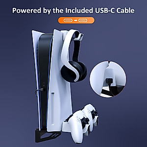 NexiGo PS5 Accessories Essential Kit, PS5 Wall Mount Kit with Charging Station, Cooling Fan with LED Light, Efficient Cooling System, Compatible with PlayStation 5 (Disc & Digital)