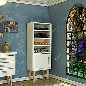 iLAND Dollhouse Furniture on 1/12 Scale of Dining-Room, Wooden Doll House Furniture Miniature of Table Chair & Cabinet (Modern Miniature Furniture 8pcs)