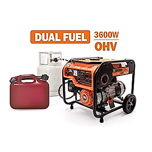 ETQ Tough Quality 2000/3600Watt Portable Generator - Extremely Quiet - CARB Compliant (3600W dual fuel)