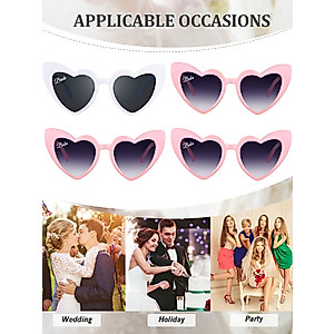 Flutesan 12 Pairs Heart Shaped Sunglasses Bachelorette Party Sunglasses Bride Bridesmaid Glasses Wedding Decor(White, Pink)