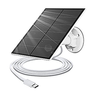 Solar Panel for Wireless Outdoor Security Camera, IP 66 Waterproof 5W Type-C Solar Panels with 10ft Cable, Continuous Power Supply for Rechargeable Solar Powered Cameras