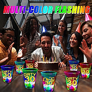 40 Pcs Glow Birthday Party Supplies,Dirty 30 Cups,Glowing Cups,Light Up Night Event Favor for 30th,Birthday Decorations(Dirty & It My Dirty 30) 16oz Flashing Cups Count (Pack of 1)