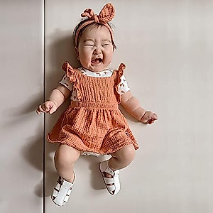 Robeez First Kicks Baby Girls and Unisex Sandals for Infant/Toddlers, Lacey Light Pink Leather, 9-12