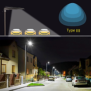 HYPAILUSLED 100W 120W 150W Power Switchable LED Parking Lot Light 3000K 4000K 5000K CCT Selectable Outdoor Commercial Street Area Lighting Fixtures Type 3 Bronze 100-277V (DM2 Bracket for Round Pole)