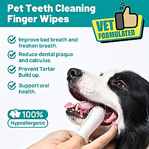 SmileDenX Dog Dental Care Wipes - Cat & Dog Teeth Cleaning Finger Wipes - Dog Tooth Brushing Kit Dental Wipes - Reduces Plaque & Freshens Breath (50 Pcs)