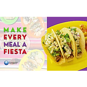 Jarratt Industries Fiesta Taco Serving Plastic Plates Set, Serving Trays with Stand Up Holder for Soft and Hard Shell Tacos, Use for Taco Nights and Bar, Microwave Safe, Set of 4