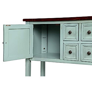 NORAN Buffet Sideboard Distressed Console Table with Bottom Shelf,Cambridge Series 46" L x 15" W x 34" H Retro Design Wooden American Homes Collection Table (Antique Blue)