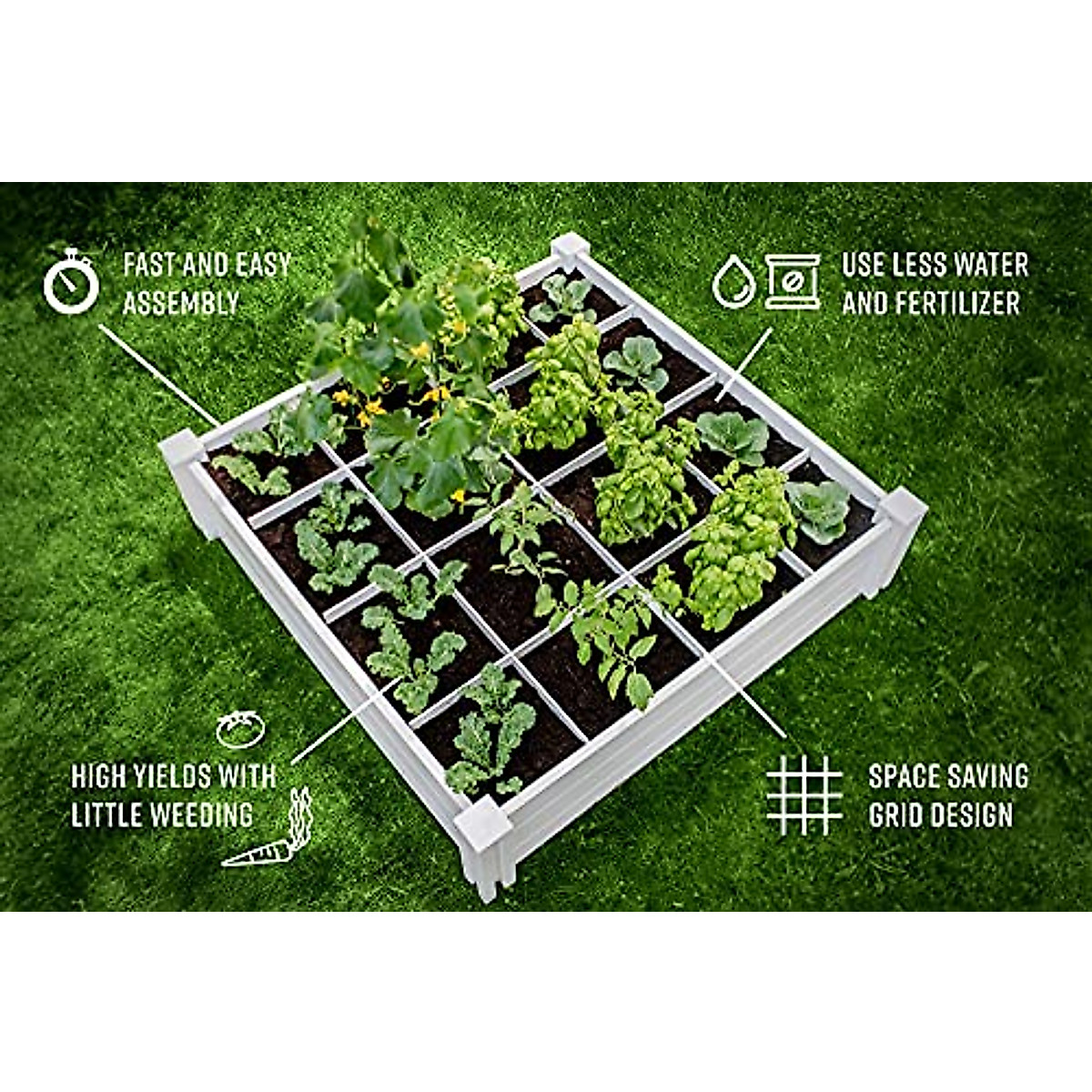 Vita Gardens 4x4 Garden Bed with Grow Grid, Packaging may vary