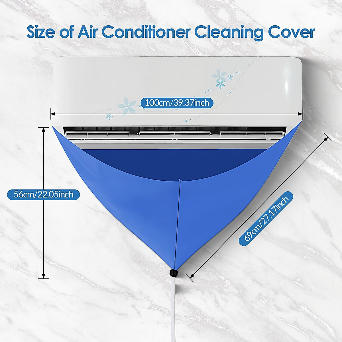 Air Conditioner Washing Bag, Waterproof Split Air Conditioner Cleaning Cover for Wall Mounted Mini Split AIR CONDITIONER Units, Cleaning tool for Home Office, Style A Blue with hose