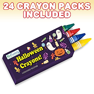 ArtCreativity Bulk 24 Pack Halloween Mini Coloring Book Kit, Each Set Includes 1 Small Coloring Booklet & 4 Crayons, Great Halloween Party Favors, Halloween Gifts for Kids & Non-Candy Halloween Treats