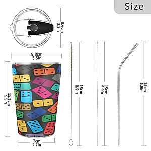 Color Dominoes Tumbler Stainless Steel Insulated Cup Travel Mug for Coffee Double Wall Vacuum Thermos with Straw and Lid 11oz