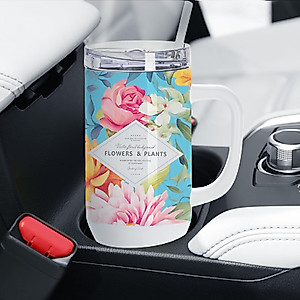 PYD Life 40 OZ Sublimation Tumblers with Removable Handle and Straw Lid Blanks White for 40 OZ Tumbler Heat Press Sublimation Oven Printing 2 Pack