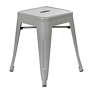 Flash Furniture Metal Dining Table Height Stool - Backless Silver Kai Commercial Grade Stool - 18 Inch Stackable Dining Chair - Set of 4