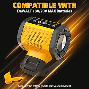 Bluetooth Speaker Compatible with DeWALT 18v 20v Max Including 20-60v Flexvolt Battery for Jobsite Camping & Parties (Battery not Included)