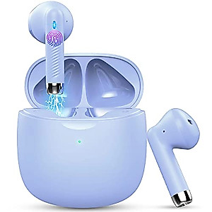 Wireless Earbuds, Bluetooth 5.3 Headphones in Ear with Noise Cancelling Mic, Earbuds Stereo Bass, IP7 Waterproof Sports Earphones, 32H Playtime USB C Charging Ear Buds Purple for Android iOS