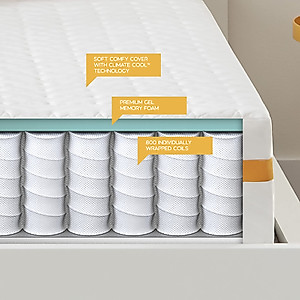 Simmons - Hybrid Gel Memory Foam Mattress - 10 Inch, King Size, Medium Feel, Individually Wrapped Coils, Moisture Wicking Cover, CertiPur-US Certified, 100-Night Trial