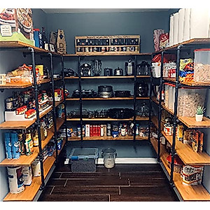 Tianman Industrial Wall Mount Iron Pipe Shelf Shelves Shelving Bracket Vintage Retro Black DIY Open Bookshelf DIY Storage offcie Room Kitchen Shelves (3Pcs,52" Tall,12" deep)