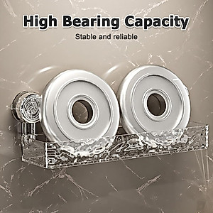 DONGKER No Drill Clear Wall Caddy,Wall Mount Removable Bathroom Storage Rack with Suction Cup for Bathroom Dorm Kitchen