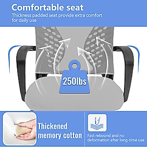 PayLessHere Office Chair Desk Computer Chair Ergonomic Adjustable Executive Mesh Mid Back with 360 Degree Swivel Wheels Lumbar Support Armrest, Grey