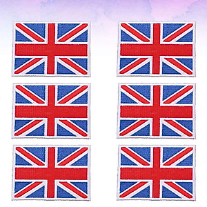 TENDYCOCO British Union Jack Embroidered Patch England Flag UK Great Britain Iron on Sew on Emblem Art Craft Patches for Clothes Jacket Costume Hat 6pcs