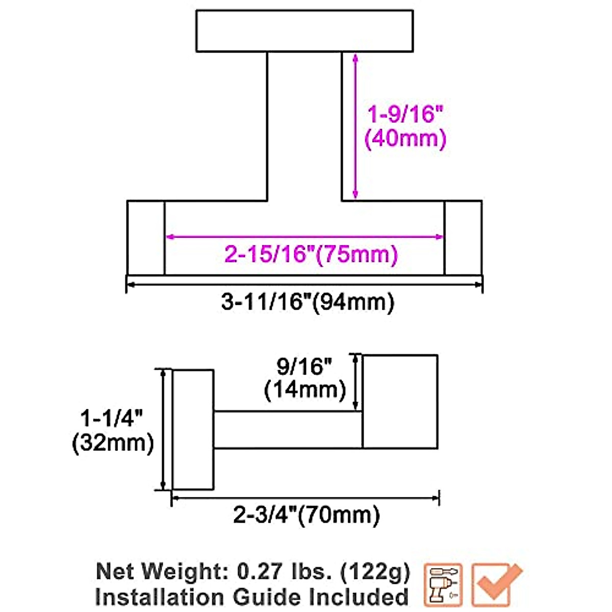 Aomasi Double Coat Hook, Stainless Steel Towel Robe Hook Kitchen Toilet Bathroom Accessories Dual Holder Heavy Duty Wall Mount, Matte Black