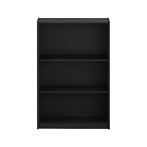 Furinno Jaya Simple Home 3-Tier Adjustable Shelf Bookcase, Black Pasir 3-Tier Open Shelf Bookcase, Espresso