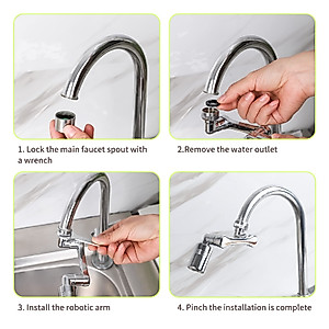 2 Pcs 1080 Rotating Faucet Extender, Kitchen Faucets with Four layer filter,Brass Manufacturing 360 Faucet Aerator for Washing Eye/Hair/Face.