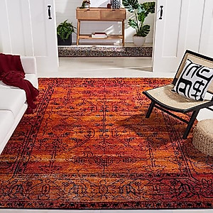 SAFAVIEH Vintage Hamadan Collection Area Rug - 8' x 10', Orange, Oriental Traditional Persian Design, Non-Shedding & Easy Care, Ideal for High Traffic Areas in Living Room, Bedroom (VTH216C)