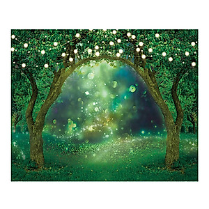 Funnytree 118" x 95" Spring Enchanted Garden Backdrop Forest Fairy Wonderland Woodland Background Wedding Baby Shower Birthday Party Banner Cake Smash Decor Studio Portrait Prop Photobooth