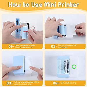 cudinham 10 Rolls Mini Printer Paper, Thermal Pocket Printer Paper Rolls, 57 X 25mm Inkless Self-Adhesive Printable Sticker Compatible with Most Series Printers Portable Thermal Printers