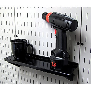 Wall Control Pegboard Shelf 4in Deep Pegboard Shelf Assembly for Wall Control Pegboard and Slotted Tool Board – Black
