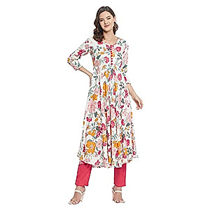 Tissu Women's Rayon Multicolor Printed A-Line Kurta 2139_Multicolor_XS