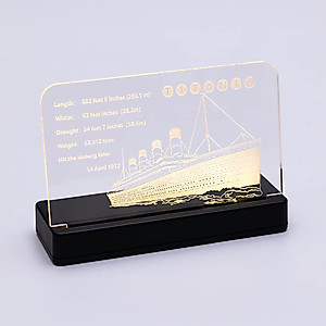 Kyglaring Glowing Clear Acrylic Name Plate with Power Base Designed for Lego Creator Expert 10294 Titanic Building Set Sign Display