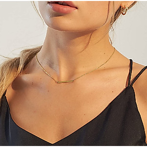 Giftall Bar Necklaces for Women Gold Plated Necklace for Women Layering Necklace for Women 14K Gold Plated Choker Necklace Coin Necklace